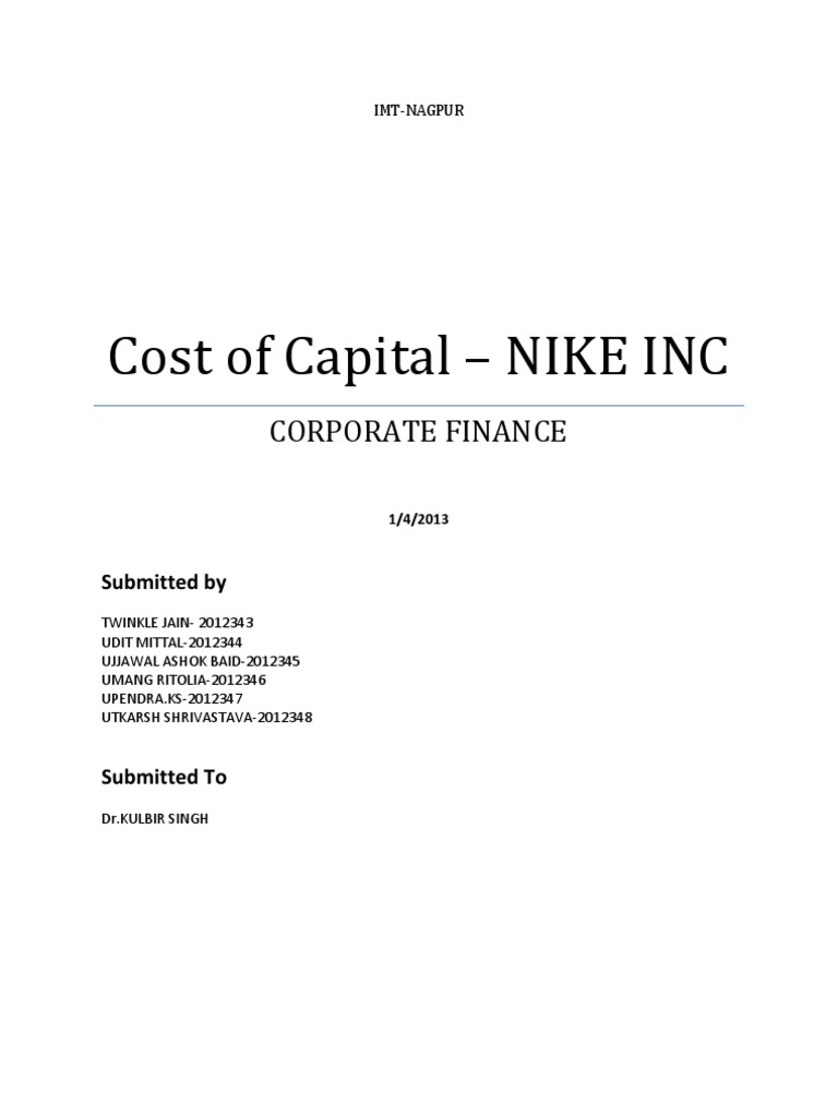 Nike INC | PDF | Cost Of Capital | Equity (Finance)