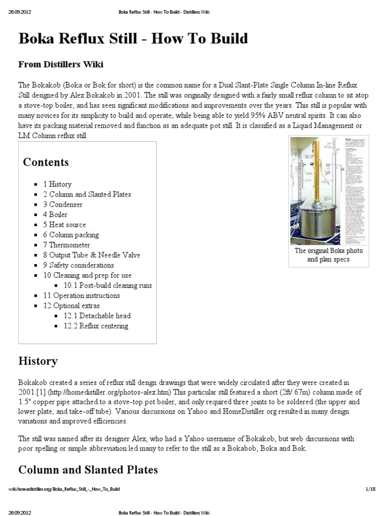 Boka Reflux Still - How To Build - Distillers Wiki | PDF | Distillation ...