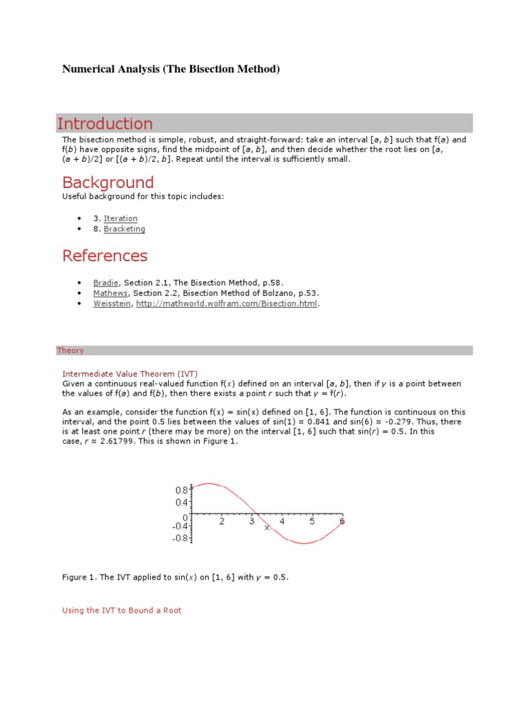 Bisection Method Numerical Analysis Analysis