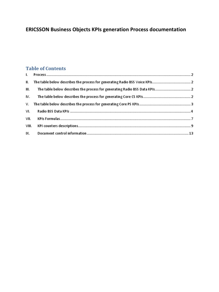 ERICSSON Business Objects KPIs Generation Process Documentation | PDF ...