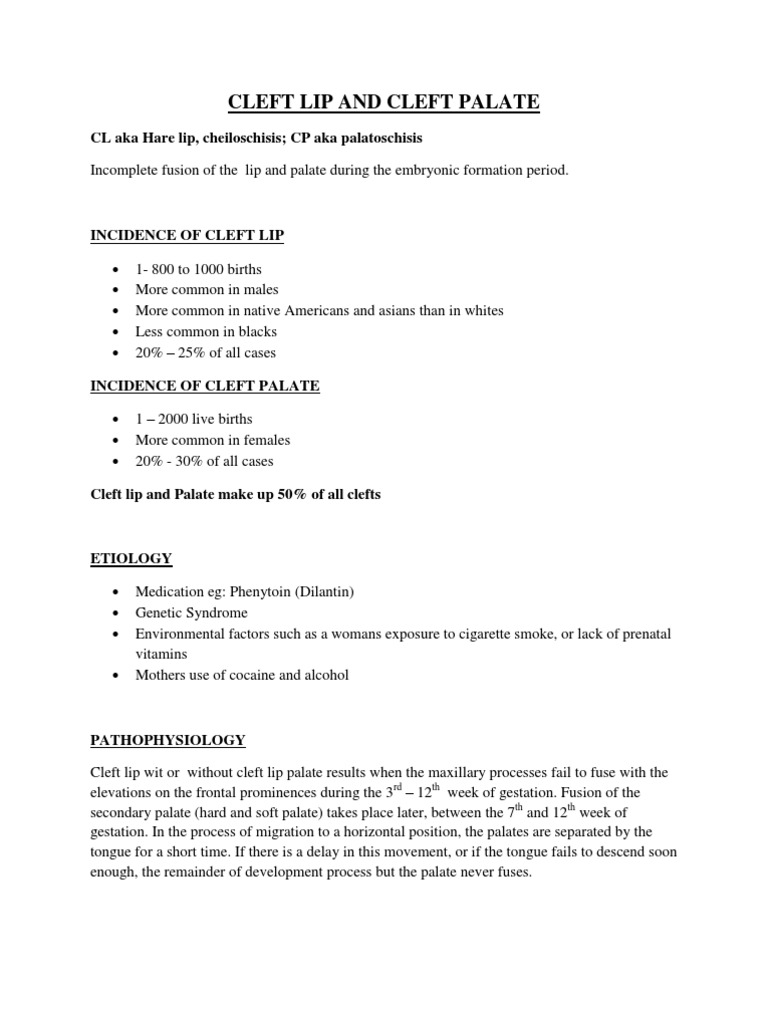 Cleft Lip and Cleft Palate: CL Aka Hare Lip, Cheiloschisis CP Aka ...
