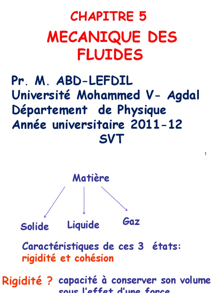 Mécanique des Fluides: Concepts Clés | PDF | Écoulement laminaire ...
