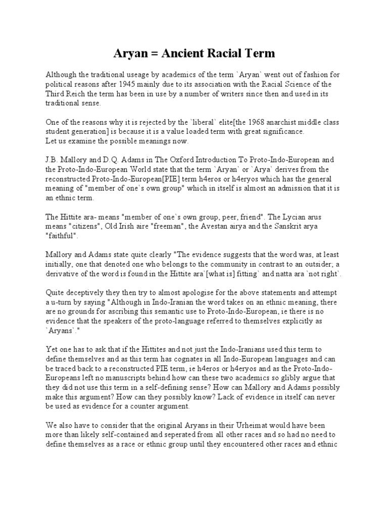 Origins and Usage of 'Aryan' Term | PDF | Language Families | Languages ...