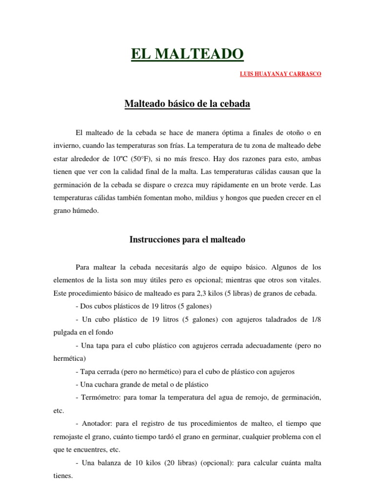 Proceso de Malteado de Cebada | PDF | Malta | Germinación