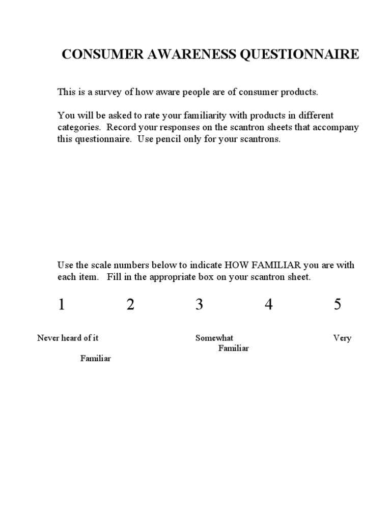 consumer awareness questionnaire | Clothing | Business