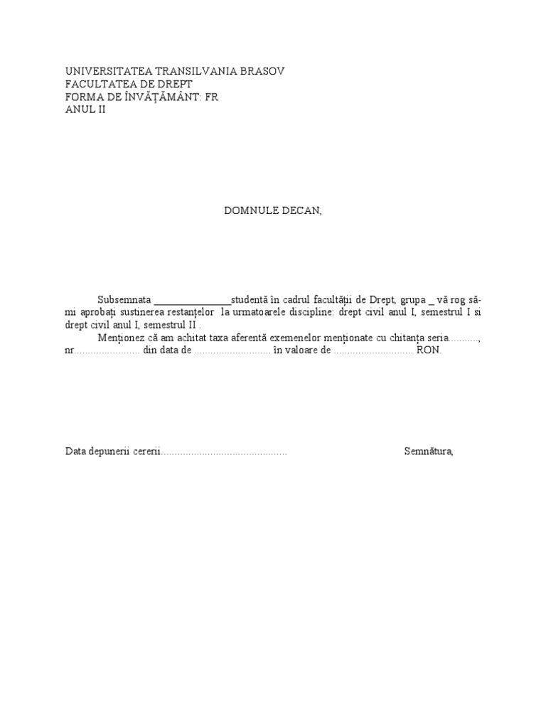 model cerere restante