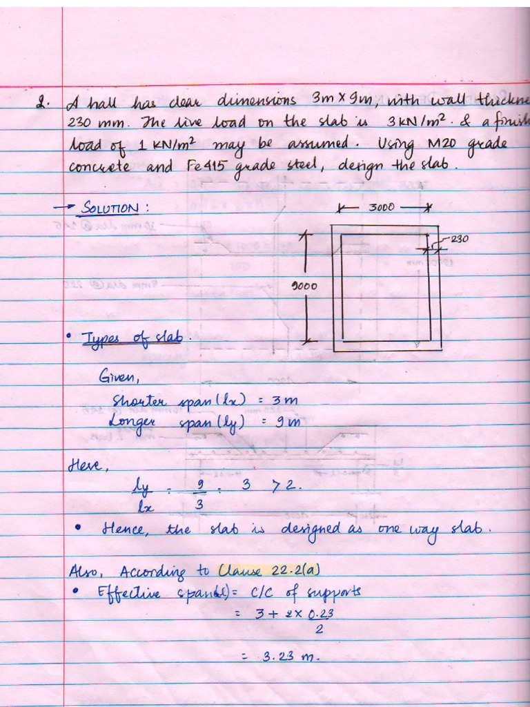 Design Example of ONE WAY SLAB (With Detailing) | PDF