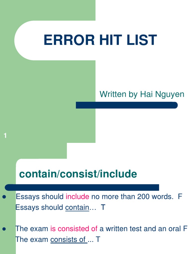 Error Hit List | PDF | Grammatical Number | Preposition And Postposition
