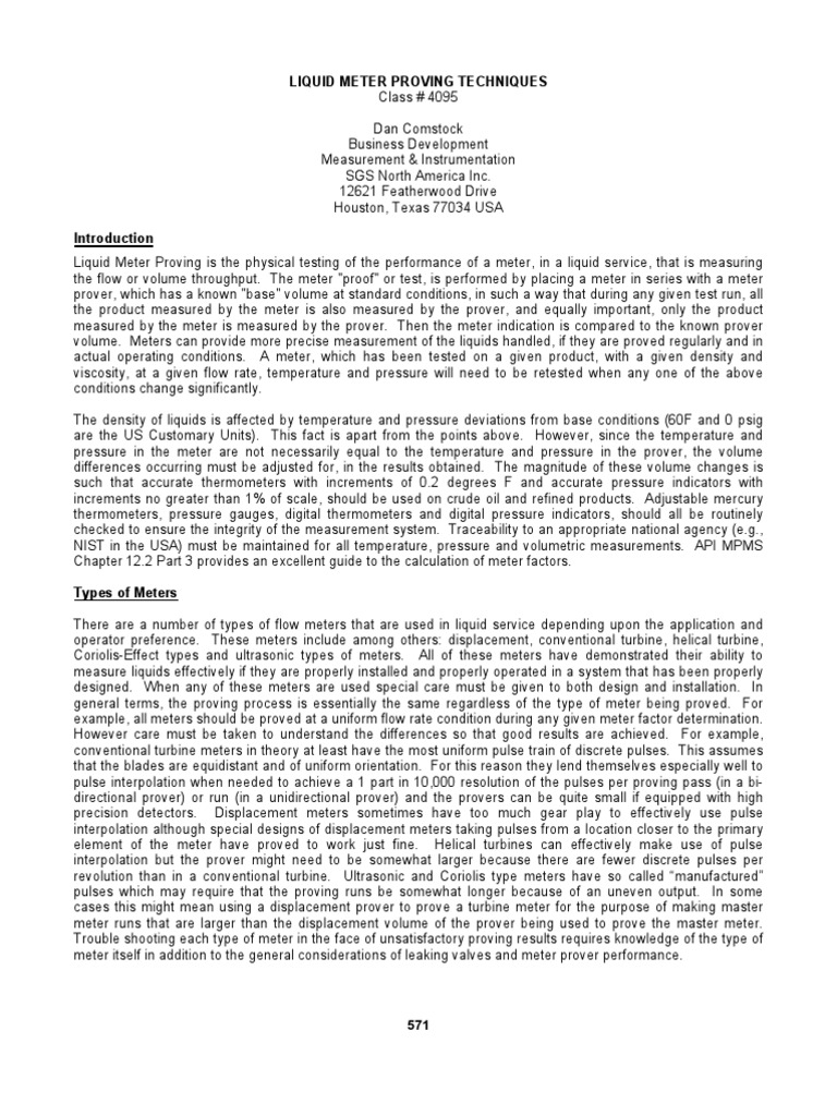 Meter Prover | PDF | Valve | Calibration