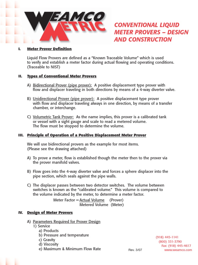 Conventional Meter Prover | PDF | Valve | Calibration