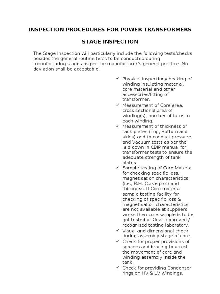 Inspection of Transformers | PDF | Transformer | Electrical Impedance