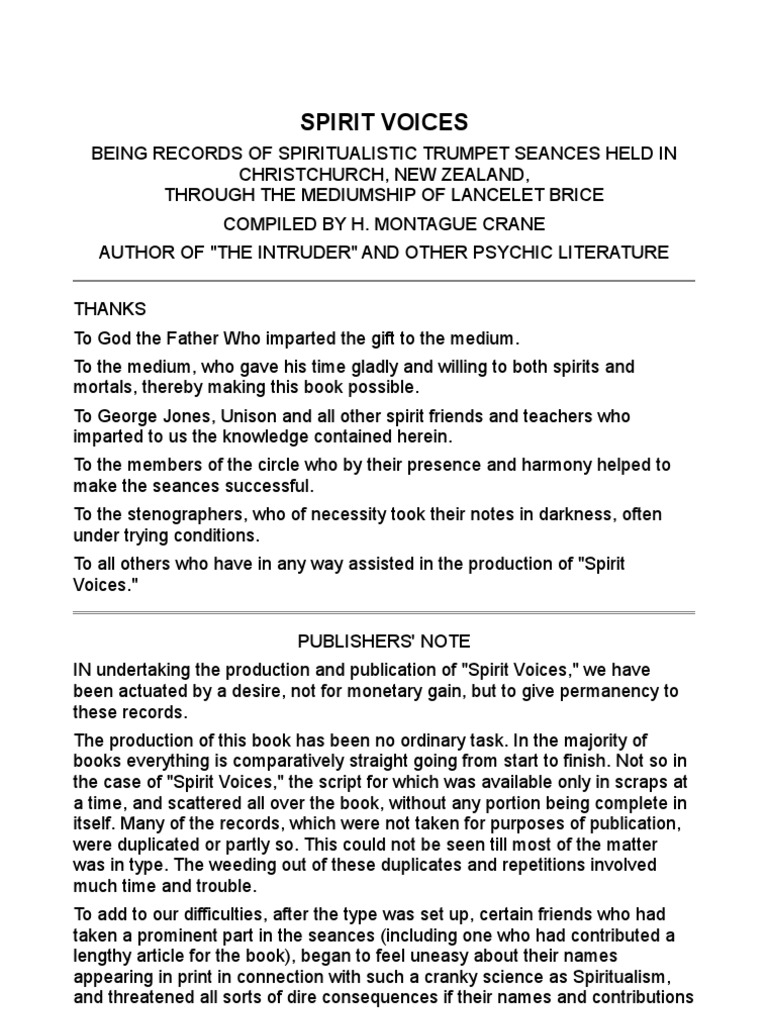 Spirit Voices by Crane | PDF | Mediumship | Spiritualism
