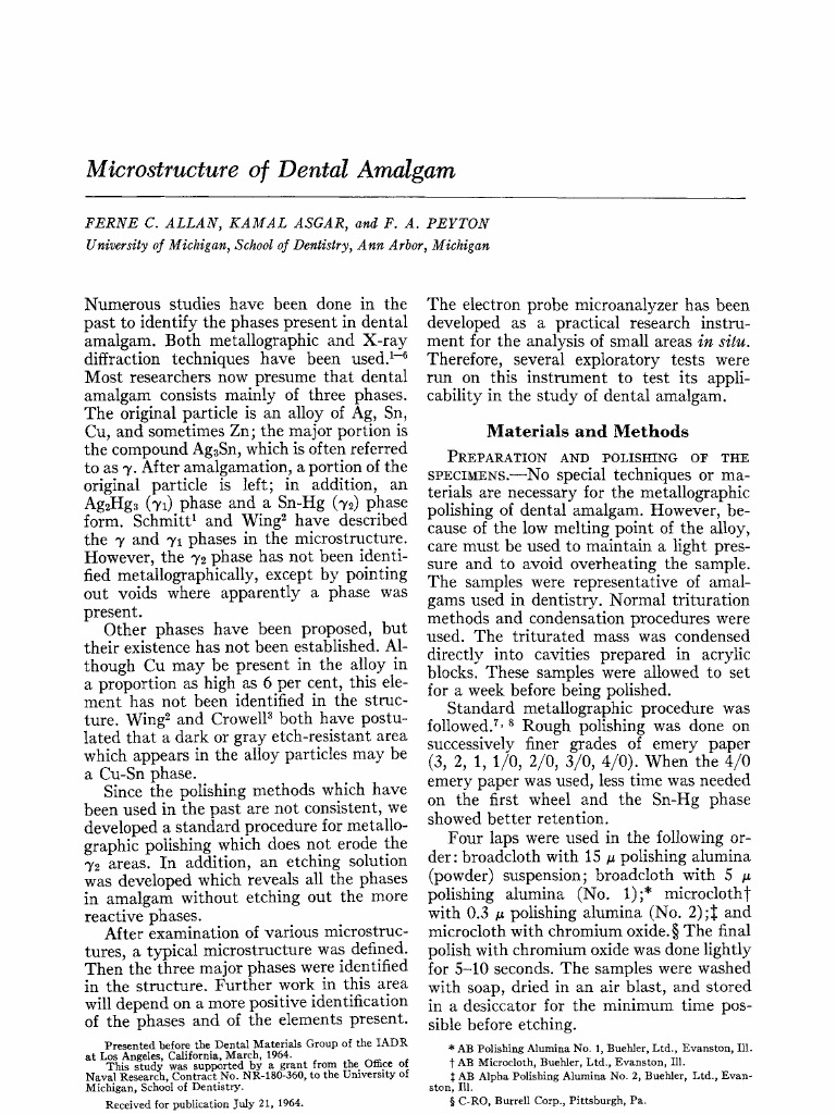 Dental Amalgam Microstructure Analysis | PDF | Microscope | Materials ...