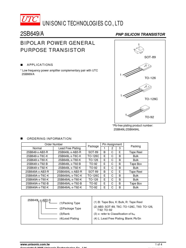 B649A | PDF | Bipolar Junction Transistor | Transistor