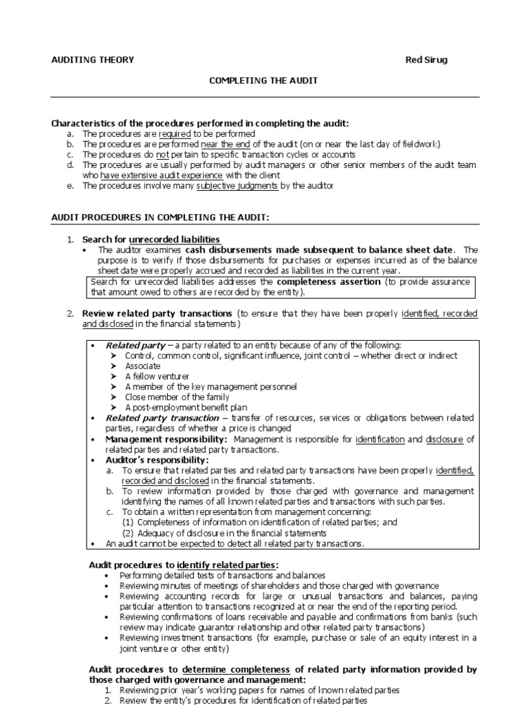 completing the audit | Going Concern | Audit