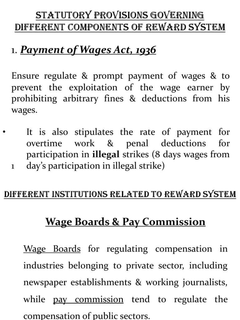 Statutory Provisions in Wage Systems | PDF