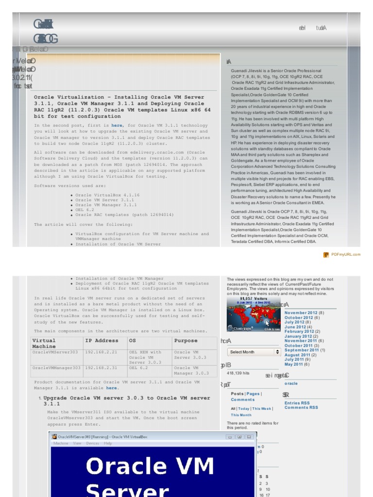 Oracle Virtualization Installing Oracle Vm Server 3 1 1 Pdf Data