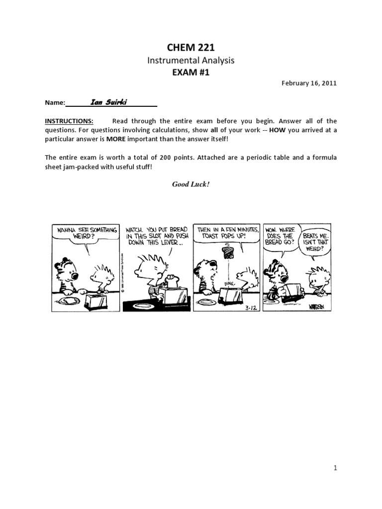 11exam#1 - Solution Key | PDF | Chemistry | Physical Sciences