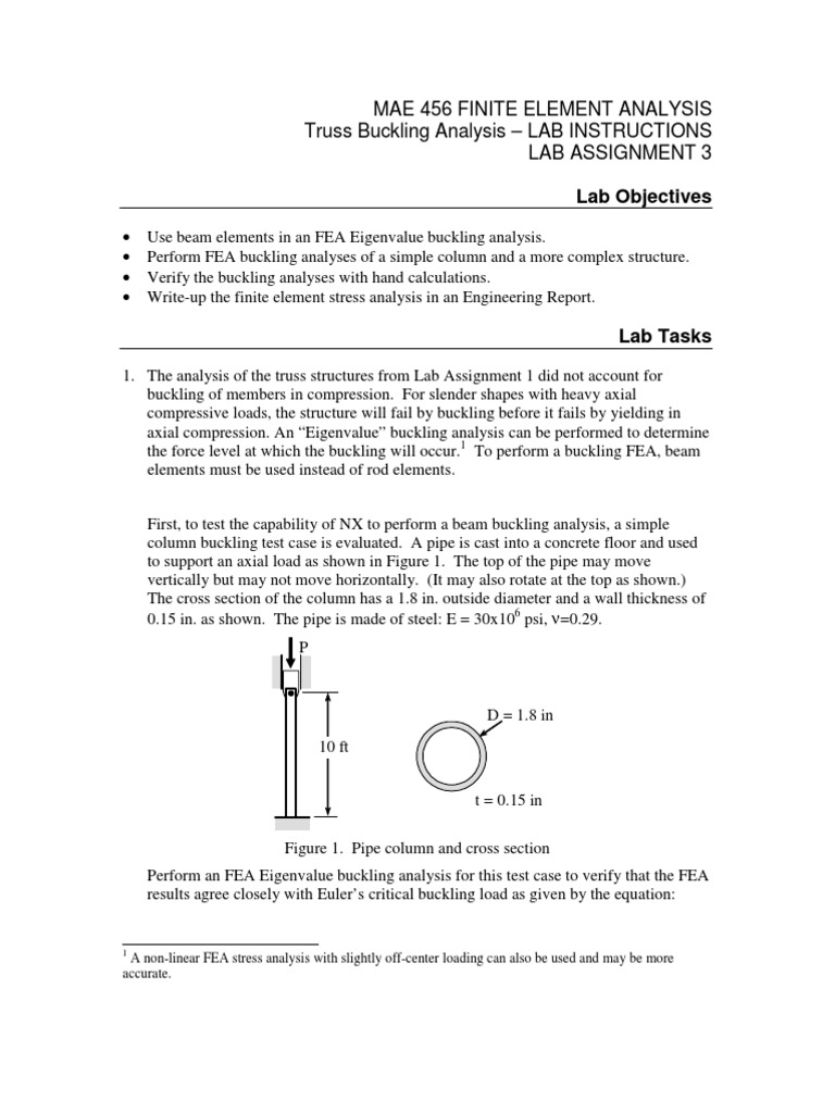 Lab - Assignment - 3 - Truss Buckling Analysis | PDF | Buckling | Stress–Strain Analysis