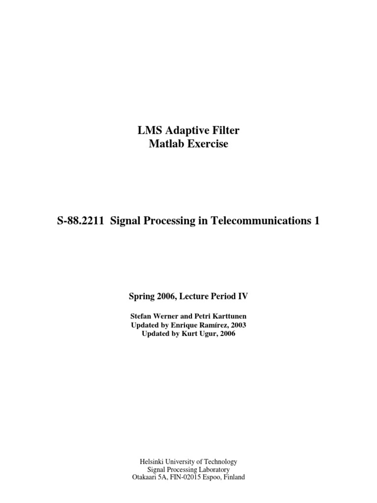 LMS Adaptive Filter | PDF | Teaching Methods & Materials | Technology ...