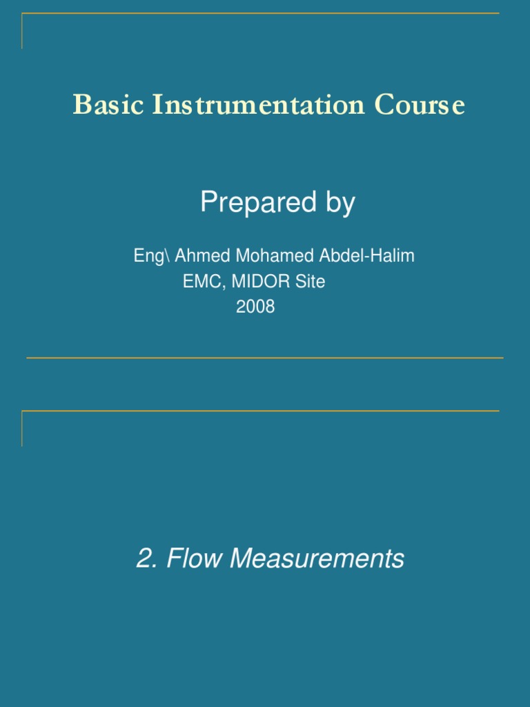 Instrumentation Basics - 02 - Flow Measurement | PDF | Flow Measurement ...