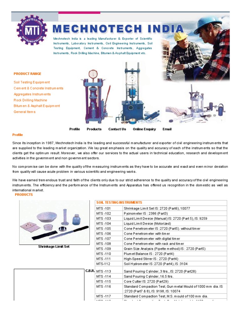 Civil Engineering Instruments Cement Concrete Instruments Aggregates ...