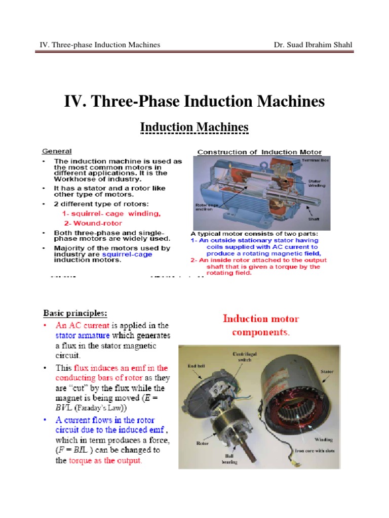 Analysis of Three-Phase Induction Machines: Operating Principles, Equivalent Circuit Modeling ...
