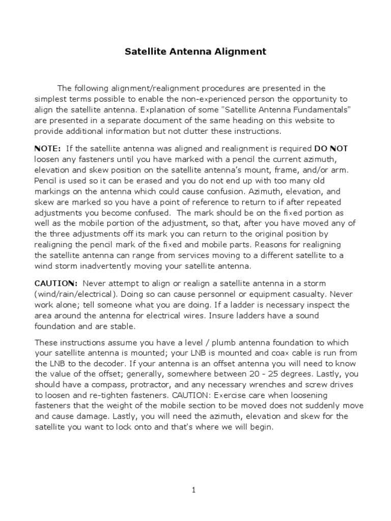 Satellite Alignment | Download Free PDF | Antenna (Radio ...