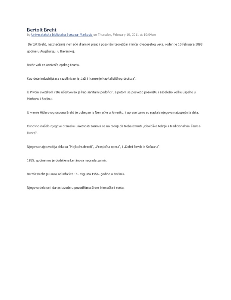 Bertolt Breht | PDF
