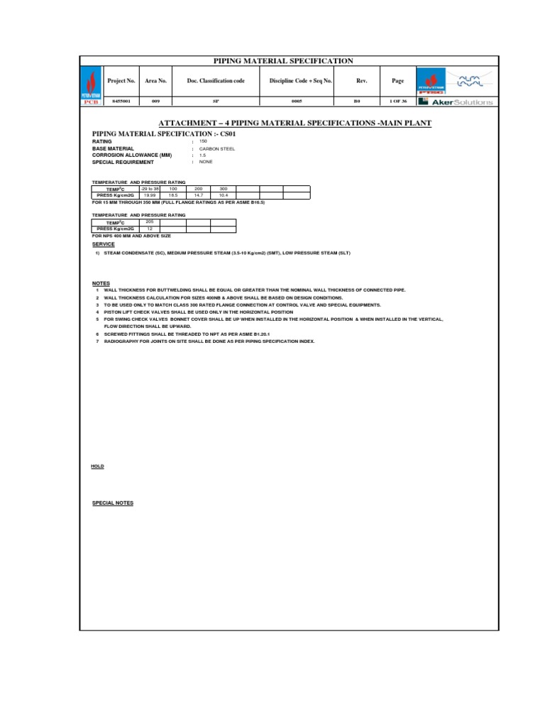 Piping Material Specification | PDF | Pipe (Fluid Conveyance) | Valve