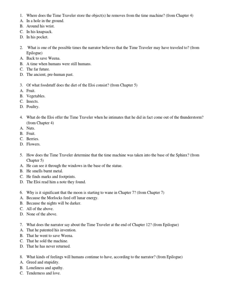 Time Machine Review Questions | The Time Machine | Leisure