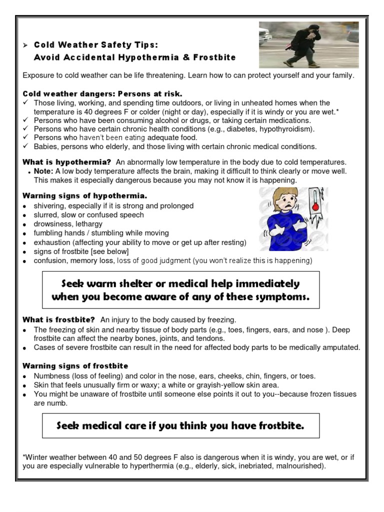 Cold Weather Safety Tips. | Download Free PDF | Hypothermia | Diseases ...