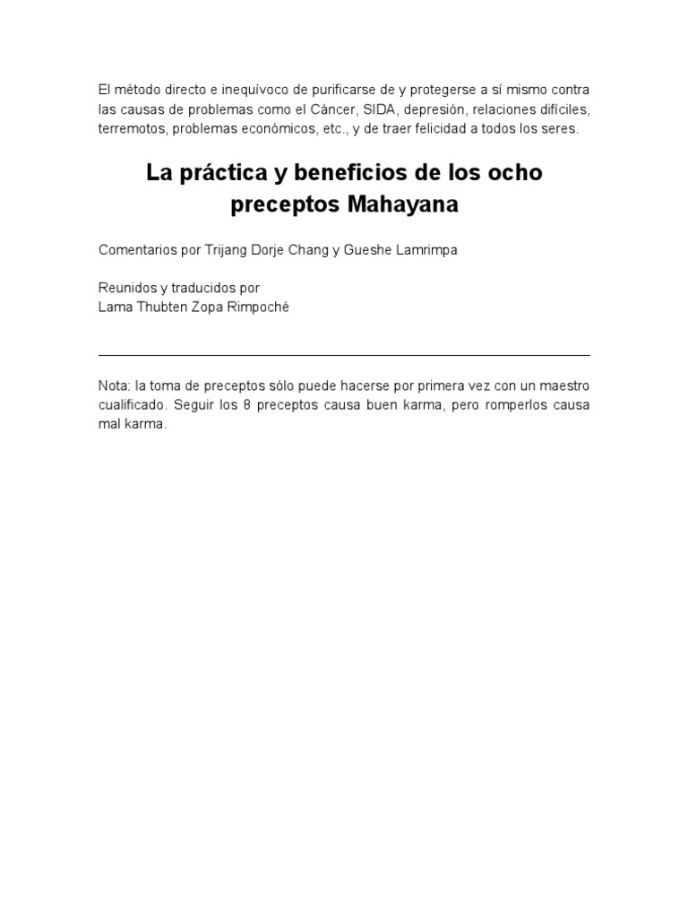 8 Preceptos y Sus Beneficios | PDF | Karma | Felicidad