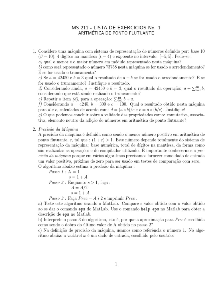 Lista 1 | PDF | Cálculo | Matemática discreta