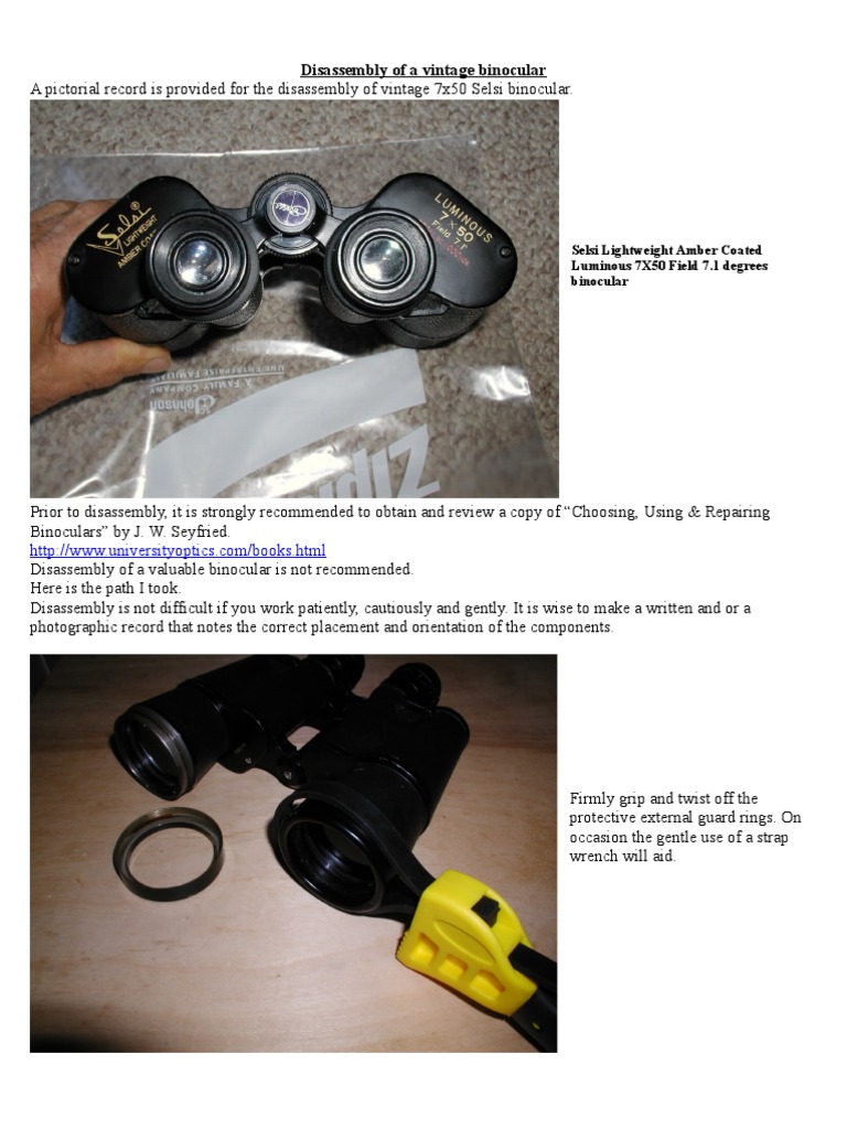 Binocular Disassembly1 | PDF | Screw | Glasses