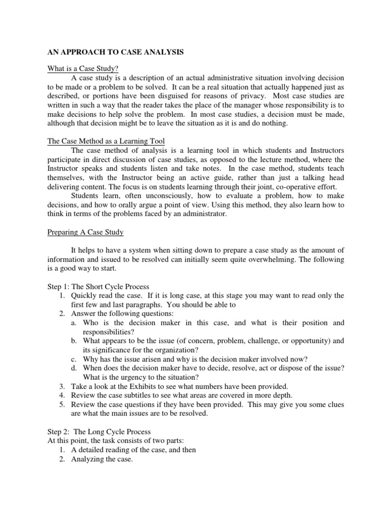 An Approach To Case Analysis | PDF | Decision Making | Strategic Management