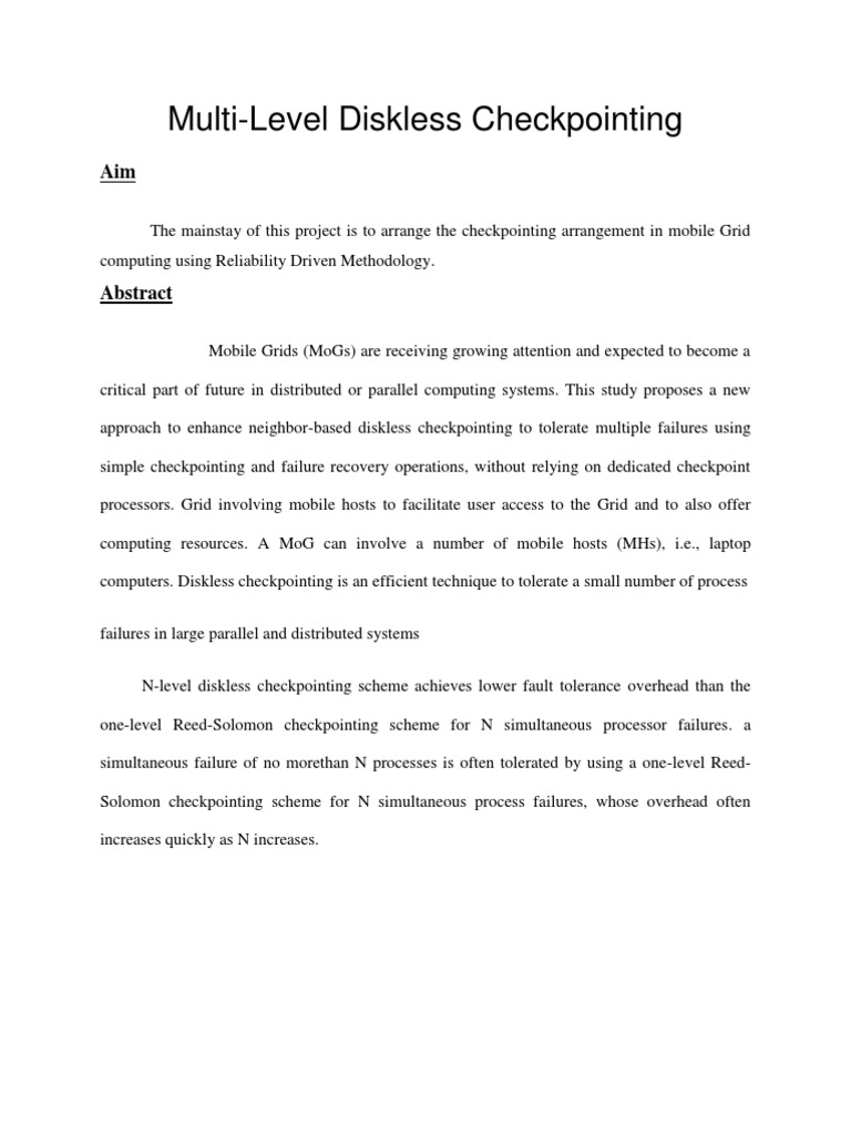 1.Multi-Level Diskless Checkpointing | PDF | Grid Computing | Parallel Computing