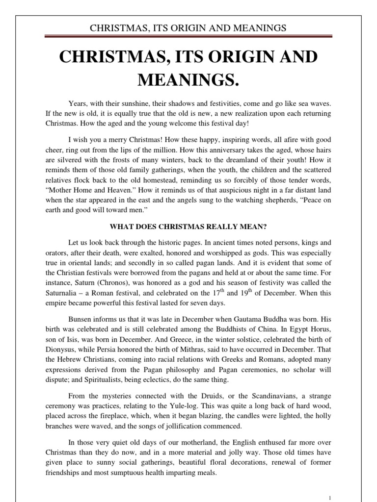 Christmas-Its Origin and Meanings | PDF | Christmas | Messiah