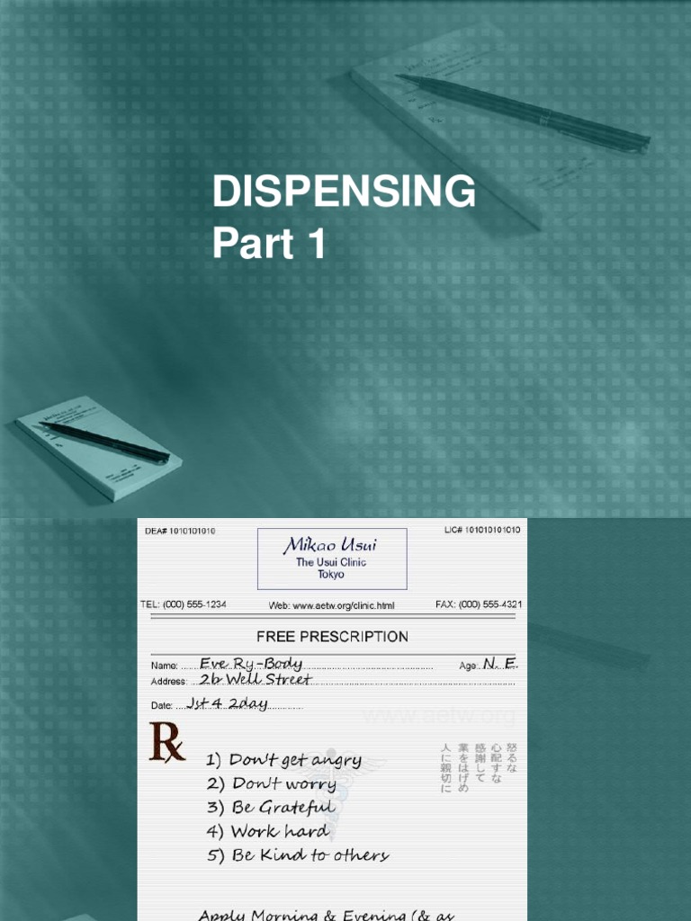 Dispensing 1 | PDF | Medical Prescription | Pharmacy
