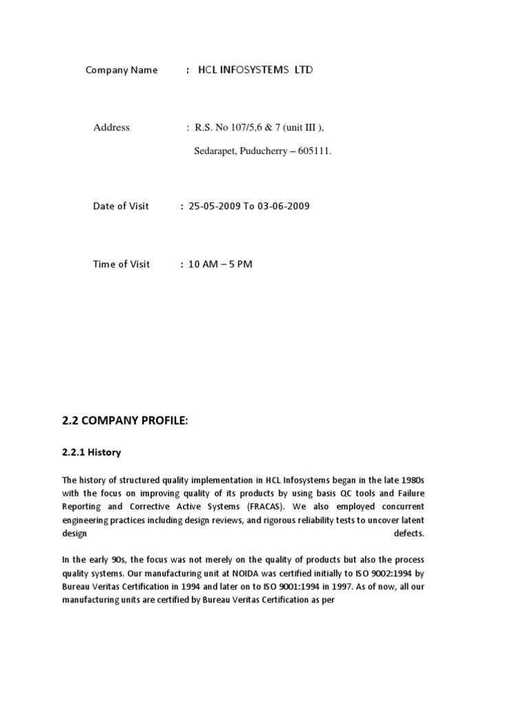 HCL Inplant Training Report | PDF | Operating System | Laptop