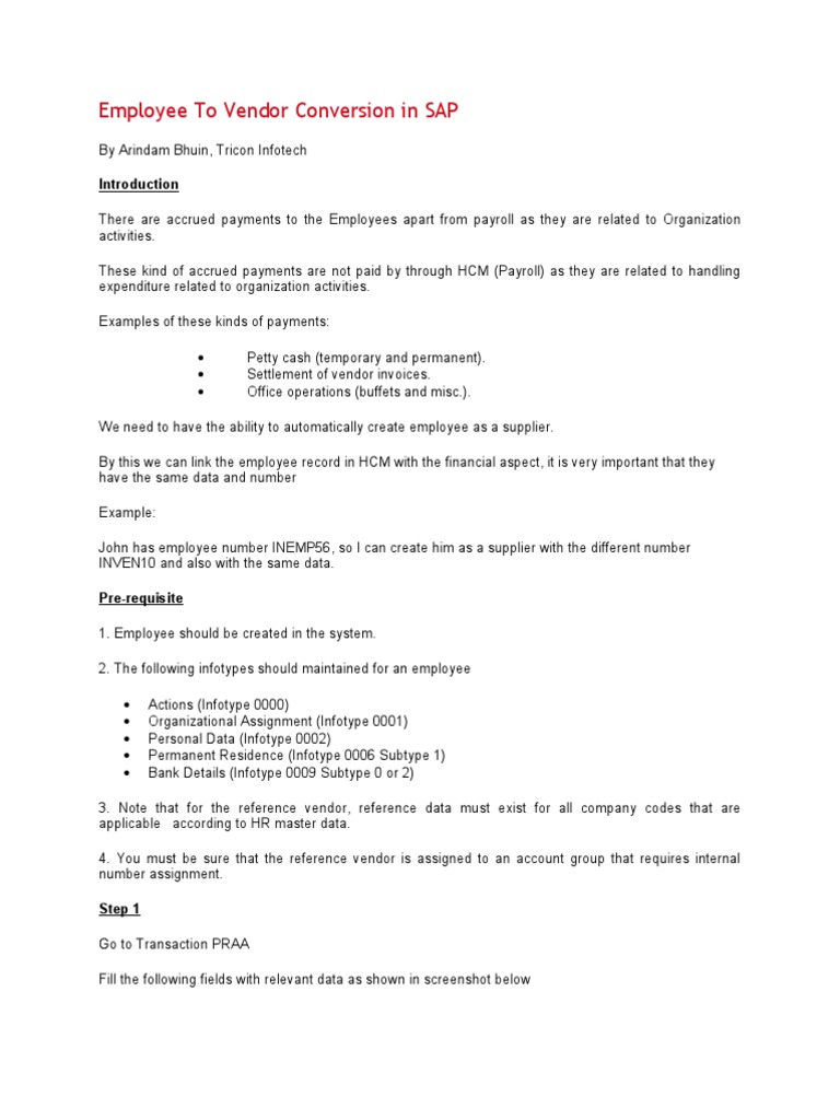 Employee To Vendor Conversion in SAP | PDF | Subroutine ...
