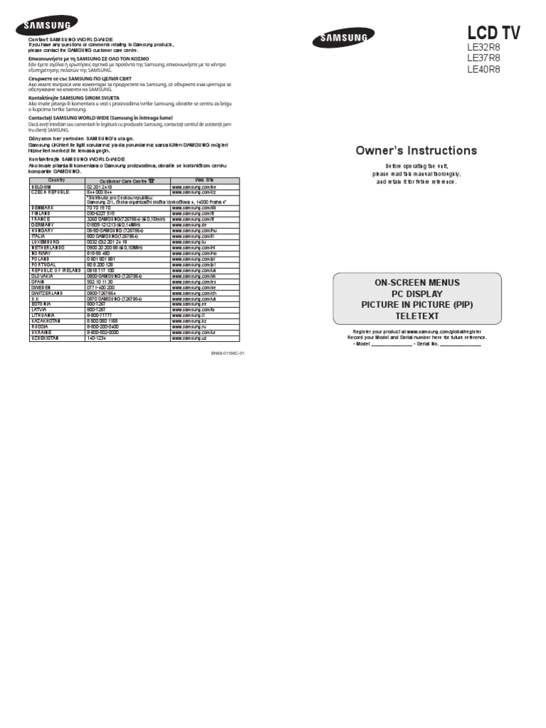 Samsung LCD TV Eng Rom | PDF | Hdmi | Set Top Box