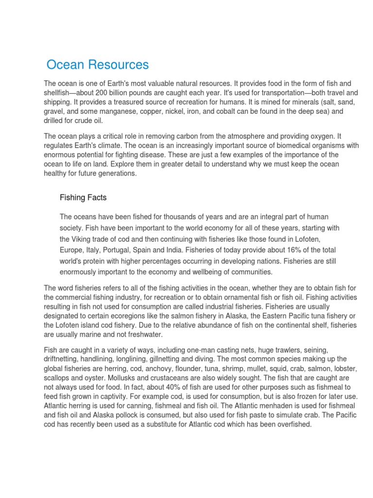 Ocean Resources: Fishing Facts | PDF | Water Resources | Oceans