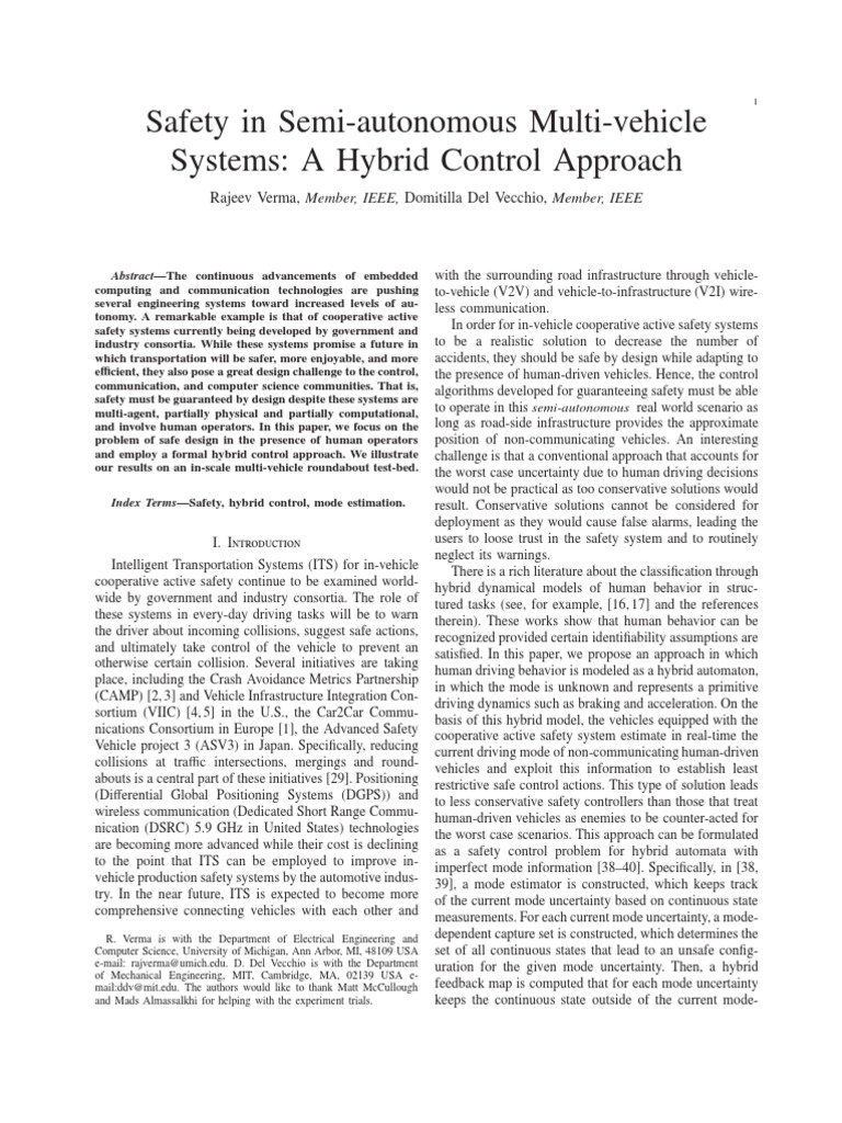 Safety in Semi-Autonomous Multi-Vehicle Systems: A Hybrid Control ...
