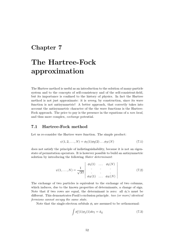The Hartree-Fock Approximation | PDF | Hartree–Fock Method | Wave Function