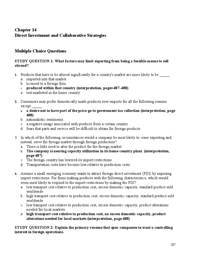 Direct Investment and Collaborative Strategies | PDF | Franchising ...