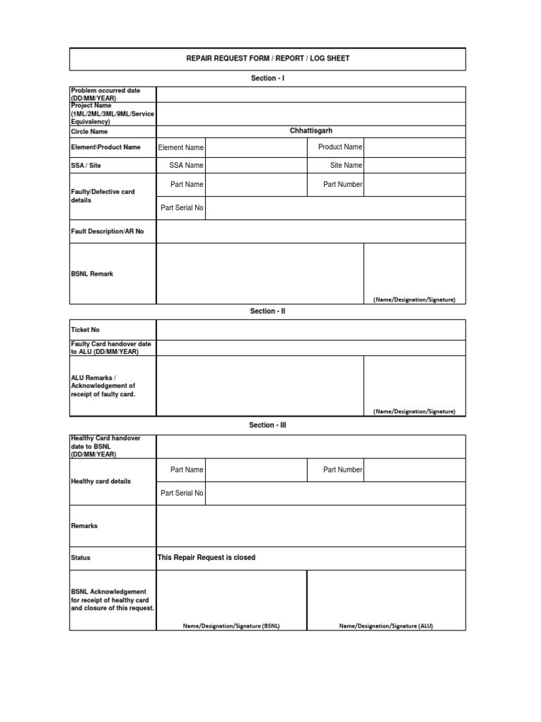 RRF (Repair Request Form) | PDF | Computing And Information Technology ...
