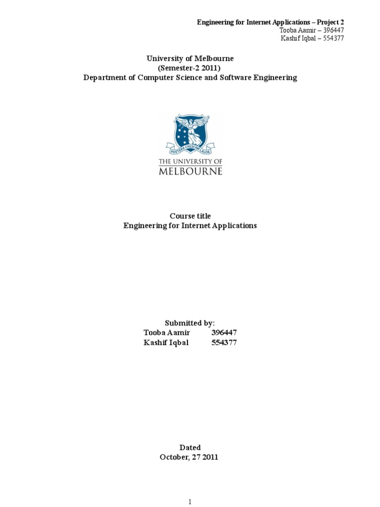 University of Melbourne (Semester-2 2011) Department of Computer ...