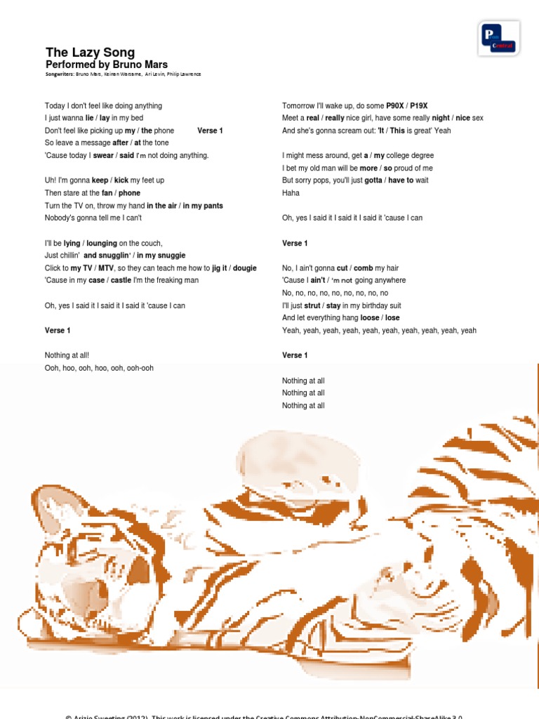 The Lazy Song Worksheet | PDF