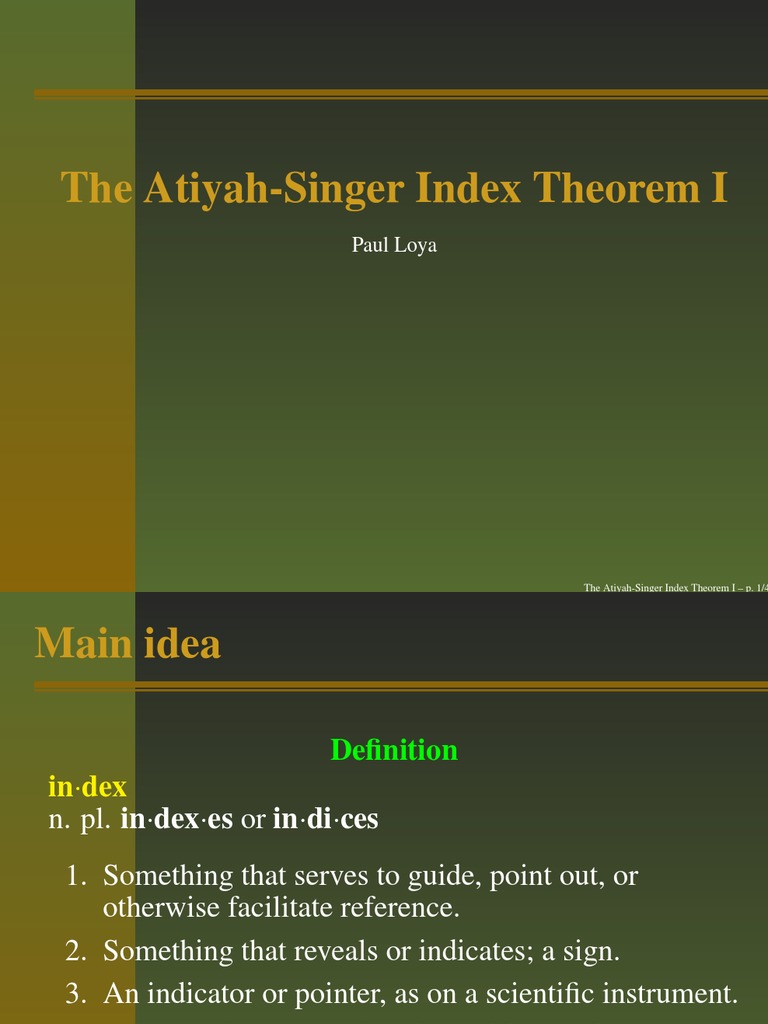 The Atiyah-Singer Index Theorem I: Paul Loya | PDF | Functions And ...